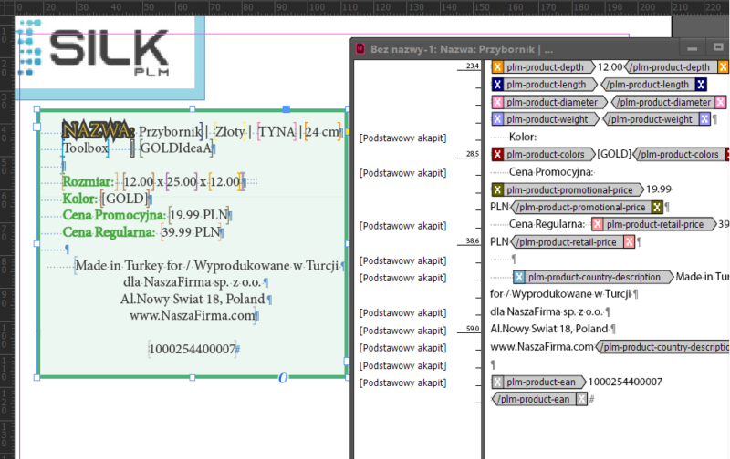 Preparation of Adobe InDesign template for use in SILK PLM system - Silk PLM