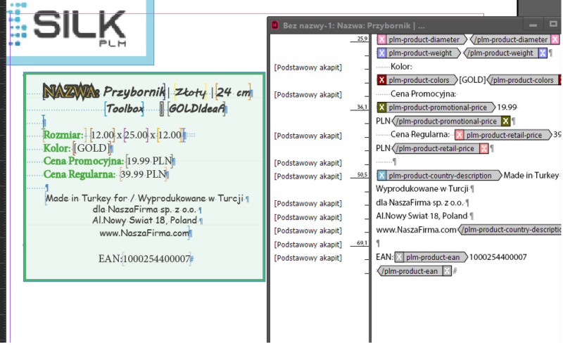 Preparation of Adobe InDesign template for use in SILK PLM system - Silk PLM